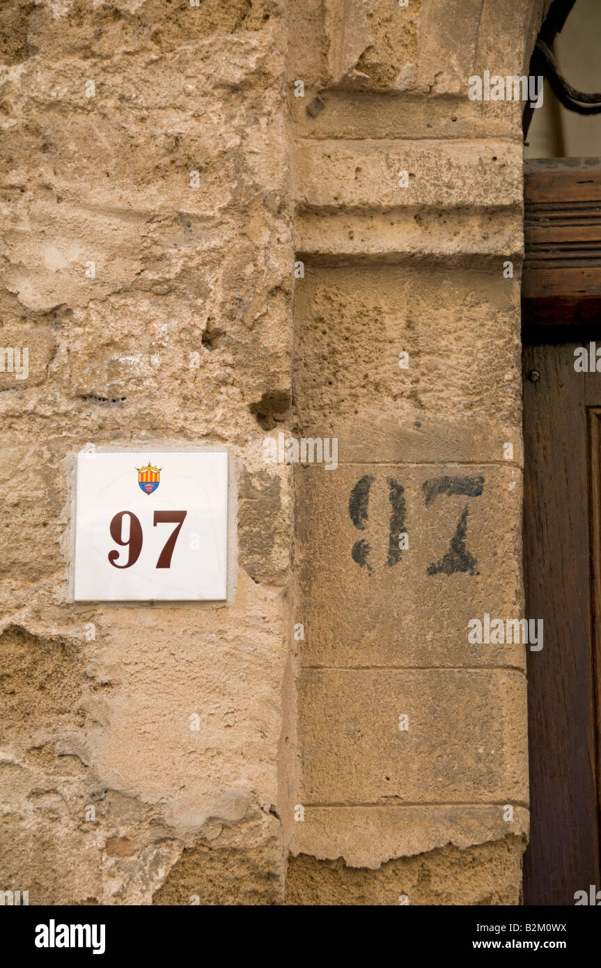 House number 97, Alghero Sardinia Italy Stock Photo - Alamy