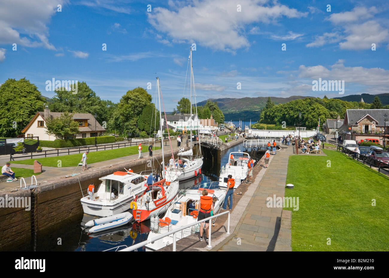 The lock gates are opening on the Caledonian Canal at Fort Augustus ...