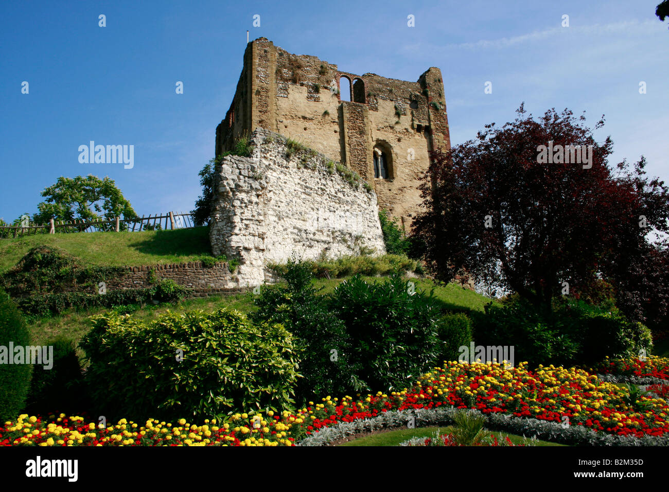 The remains of the 12th century Tower Keep of Guildford Castle in ...