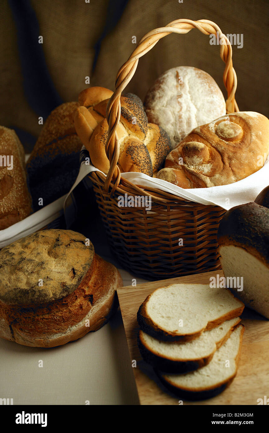 Basket of Freshly Baked Bread Stock Photo - Alamy