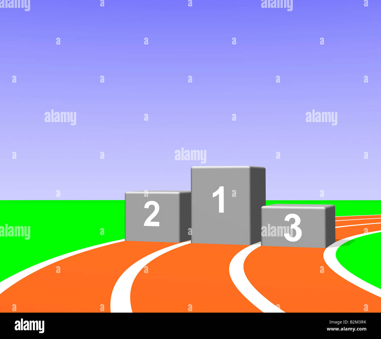 Podium on running track Stock Photo - Alamy