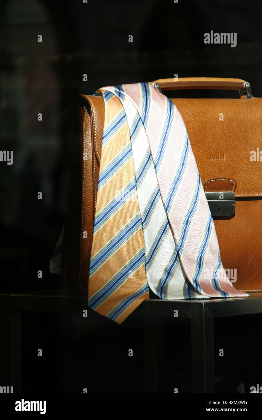 ties and briefcase in shop window display Stock Photo - Alamy