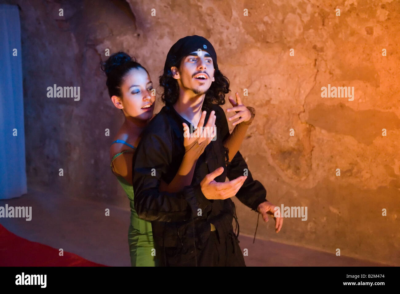 Actors Efrat Ifrach and Israel Shalom of the Martef Theatre in Faust by Johann Wolfgang von ...