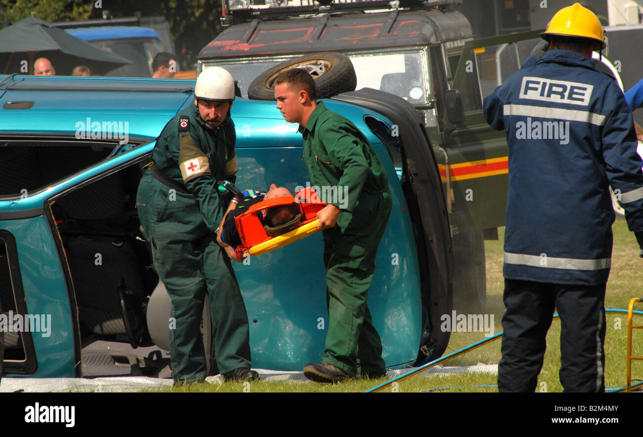 Rescue services at scene of accident Stock Photo - Alamy