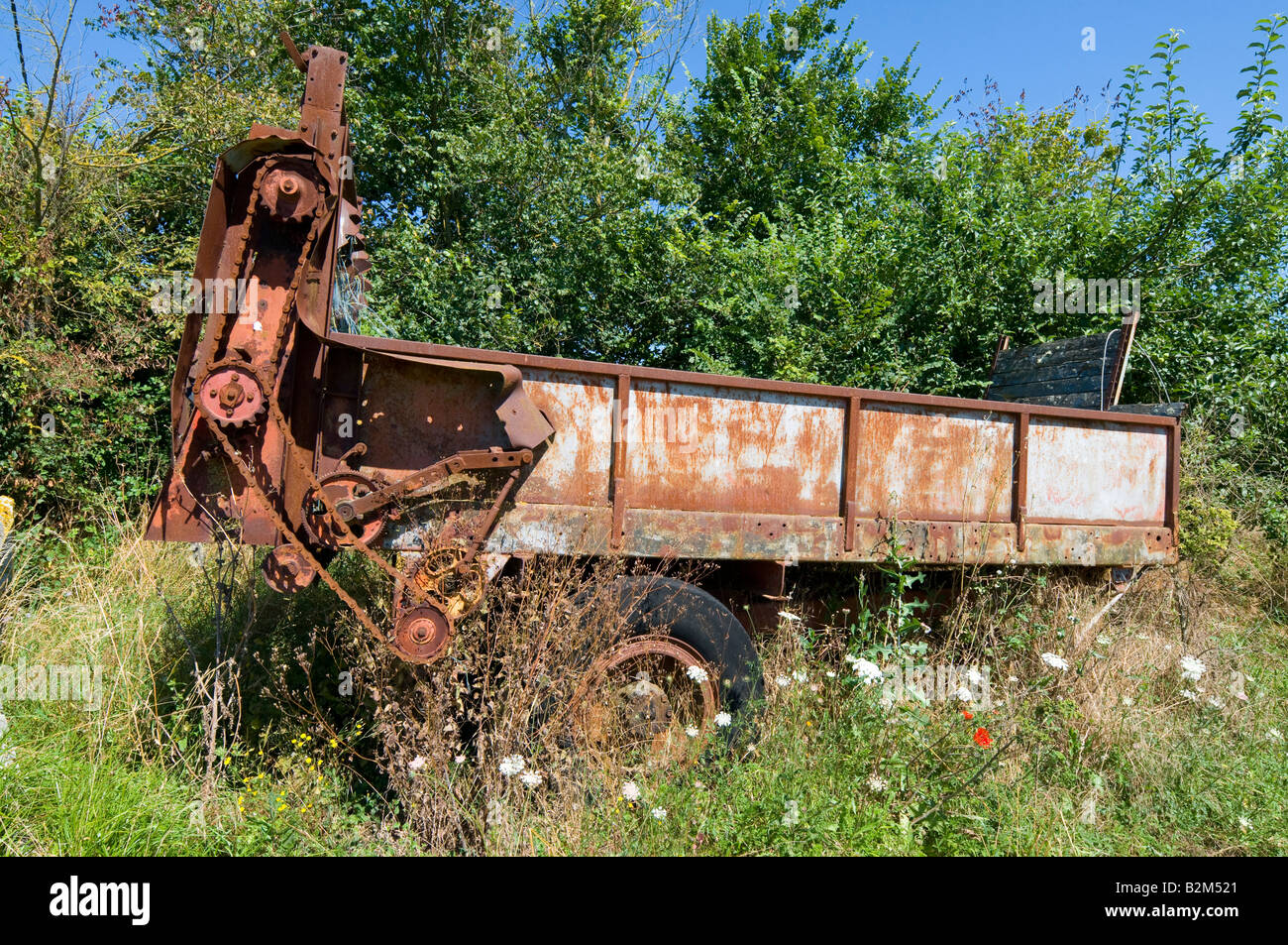 Rusty, broken manure spreader, Indre-et-Loire, France Stock Photo - Alamy