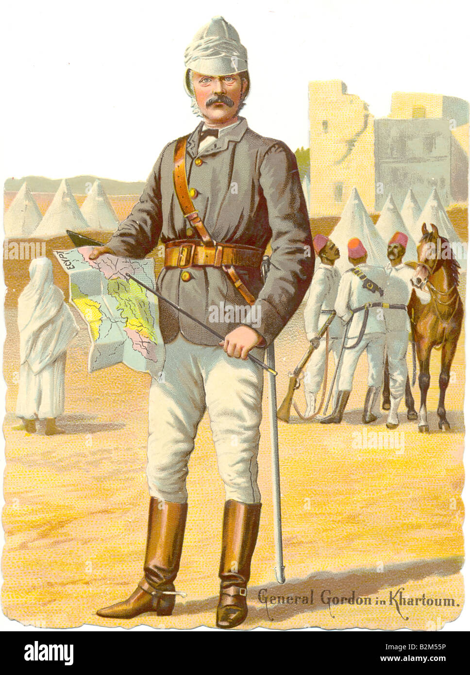 Chromolithographed diecut scrap of General Gordon circa 1880 Stock ...