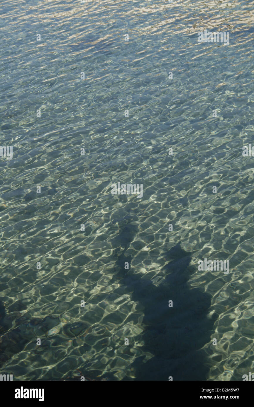 one person's self portrait shadow in water in sea Stock Photo - Alamy
