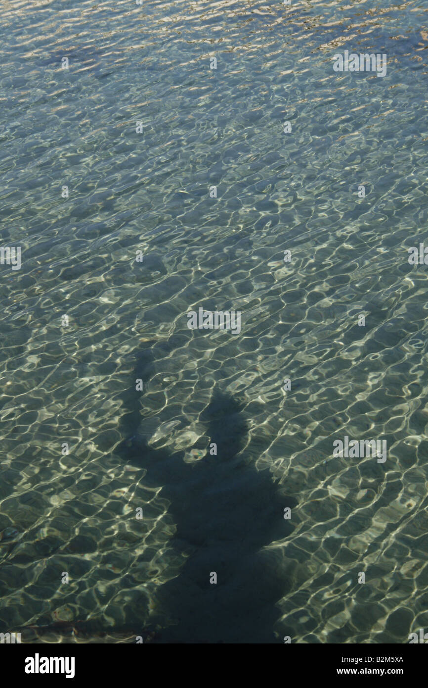one person's self portrait shadow in water in sea Stock Photo - Alamy