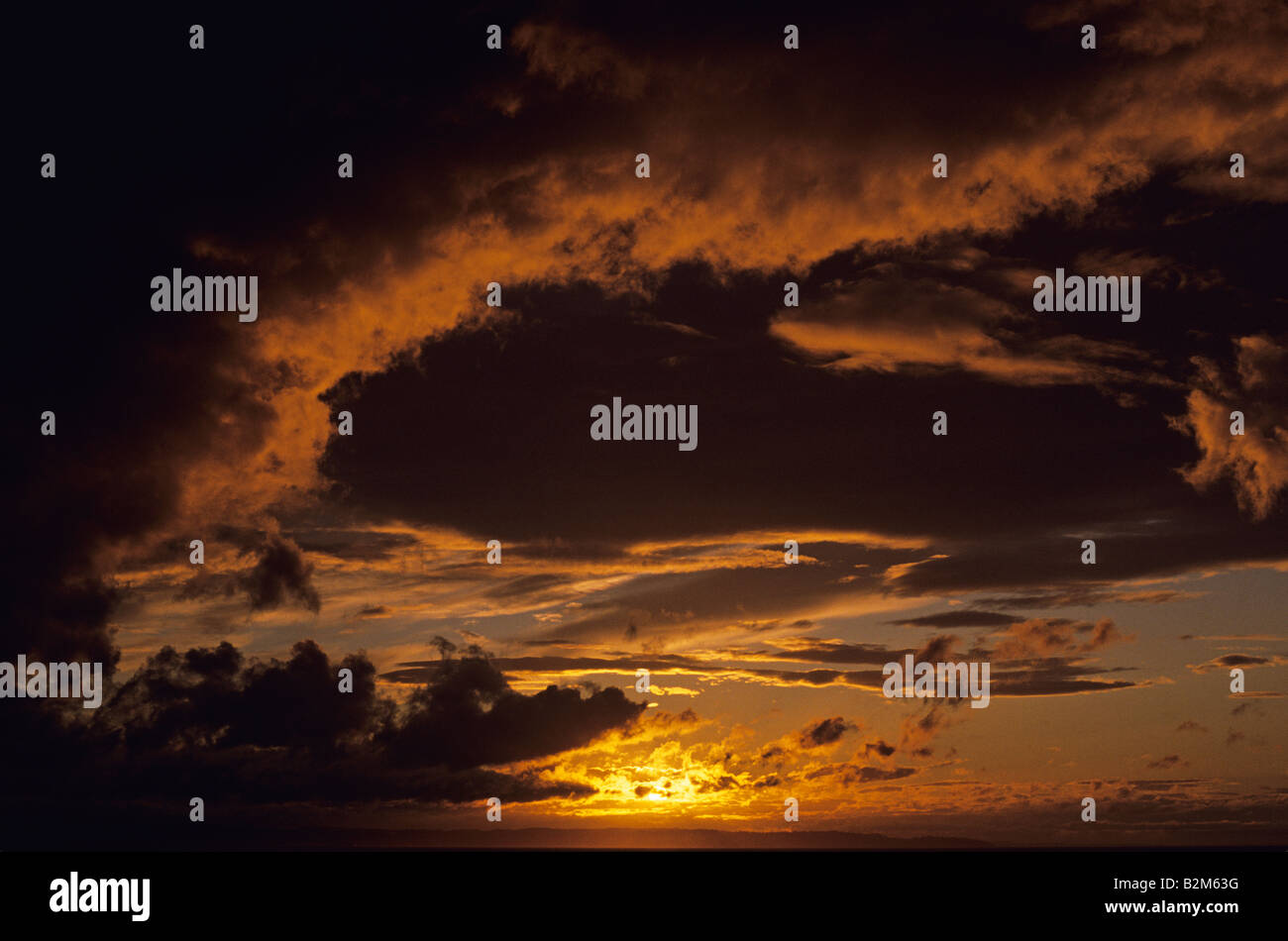 Dramatic sunset over Puget Sound stratocumulus clouds Washington State ...