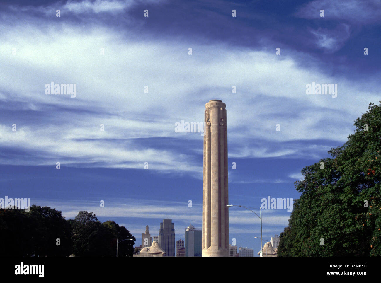 Liberty Memorial Monument Sculpture and Kansas City Skyline Missouri ...