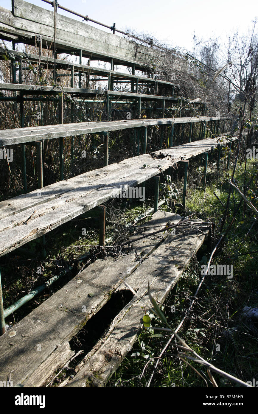 empty old sports grandstand on derelict ground Stock Photo - Alamy