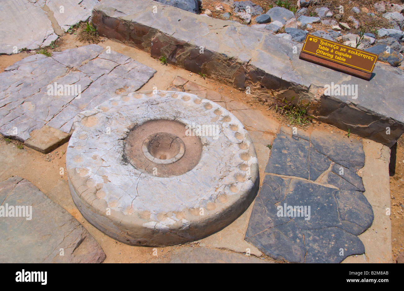 Offering table in Minoan Palace destroyed by fire in 1450BC at Malia on ...
