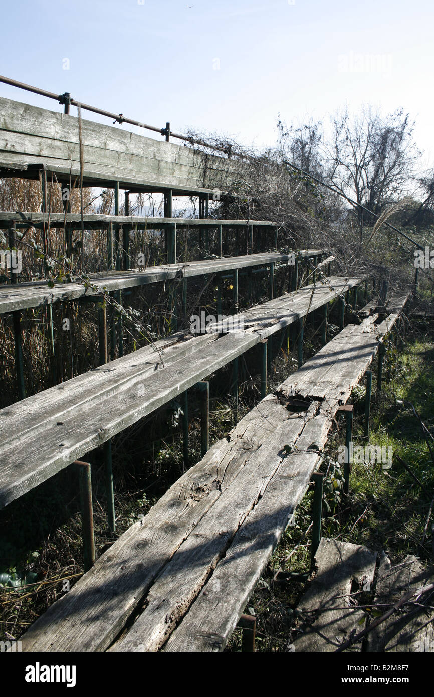empty old sports grandstand on derelict ground Stock Photo - Alamy