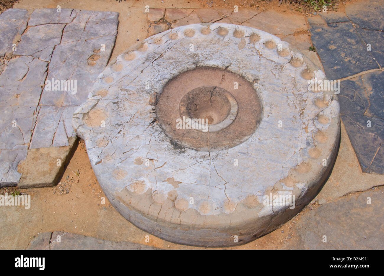 Offering table in Minoan Palace destroyed by fire in 1450BC at Malia on ...