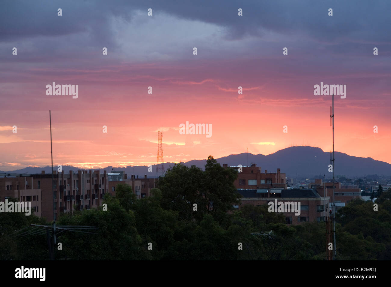 Sunset over Bogota Colombia Stock Photo - Alamy