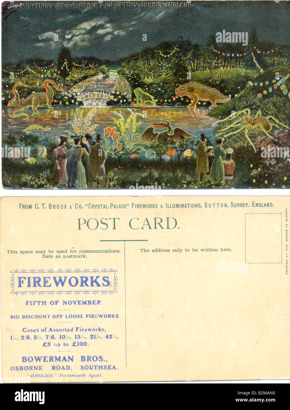 Advertising postcards for Brock's Fireworks 1906 Stock Photo - Alamy