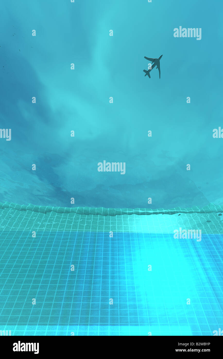 Underwater view of an airplane flying overhead Stock Photo - Alamy