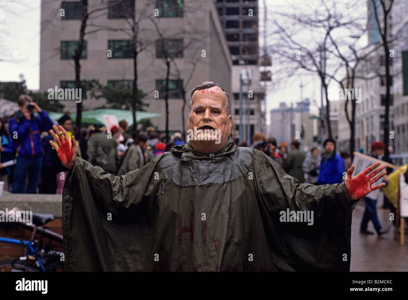 War protester at the Federal Building in downtown Seattle USA Stock ...