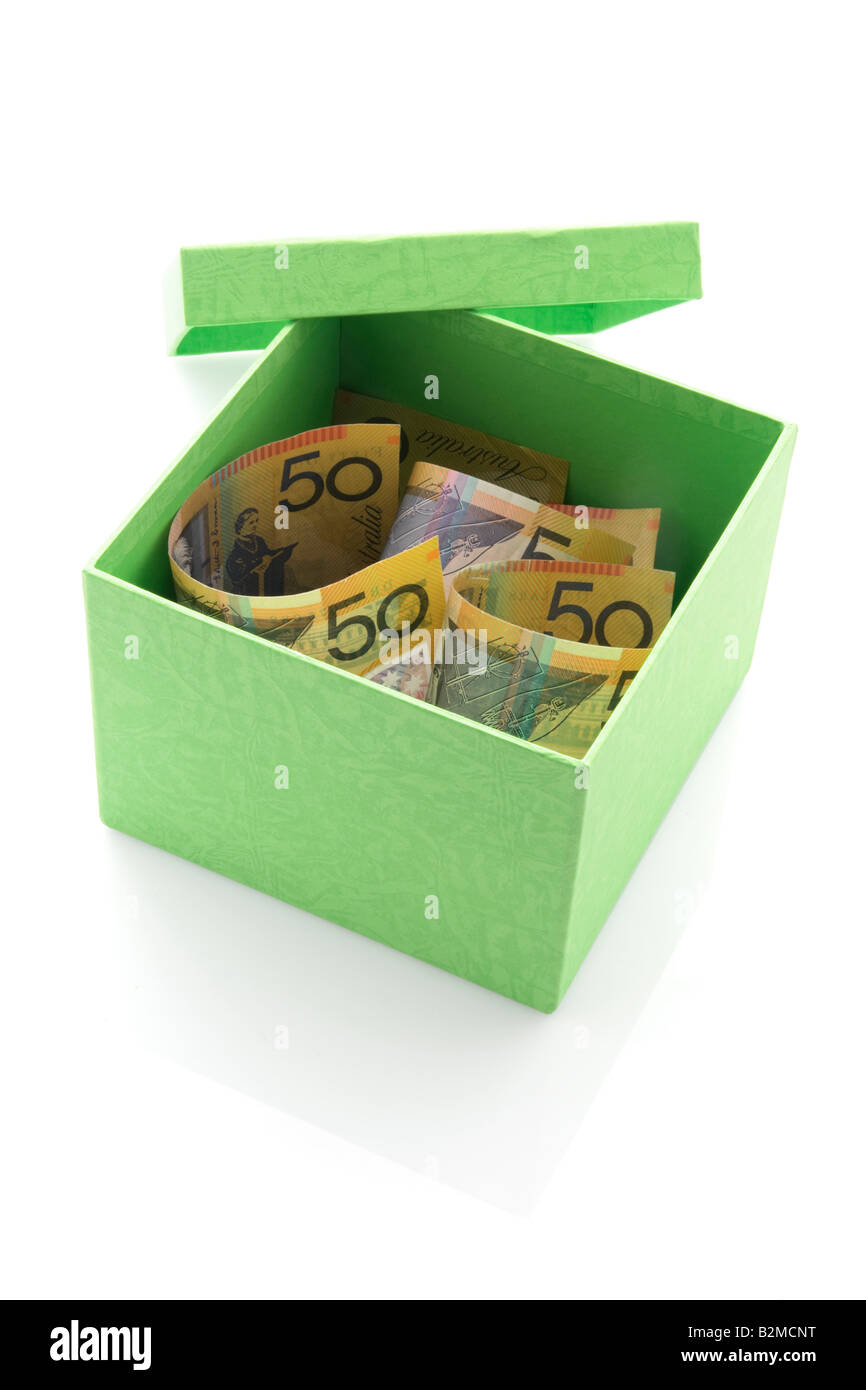 Bank Notes in Gift Box Stock Photo - Alamy