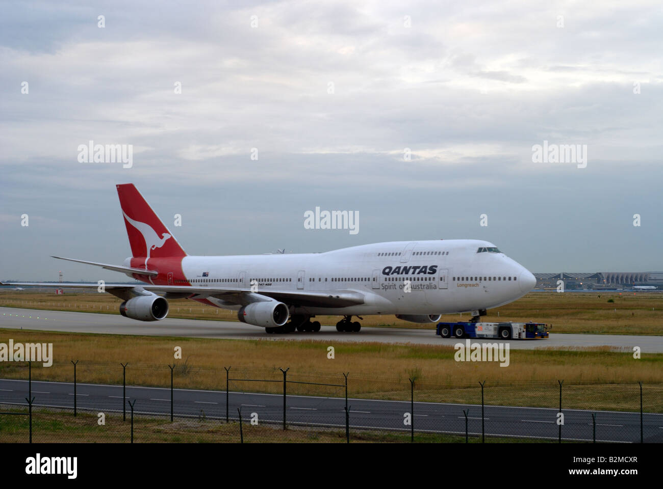 Boeing 747 being dragged to start position at Frankfurt Airport July ...
