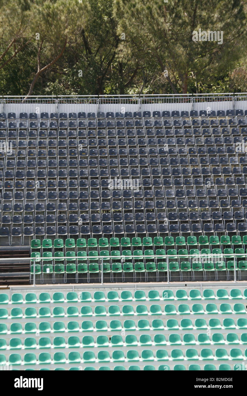 rows of empty seats in sports stadium arena grandstand Stock Photo - Alamy