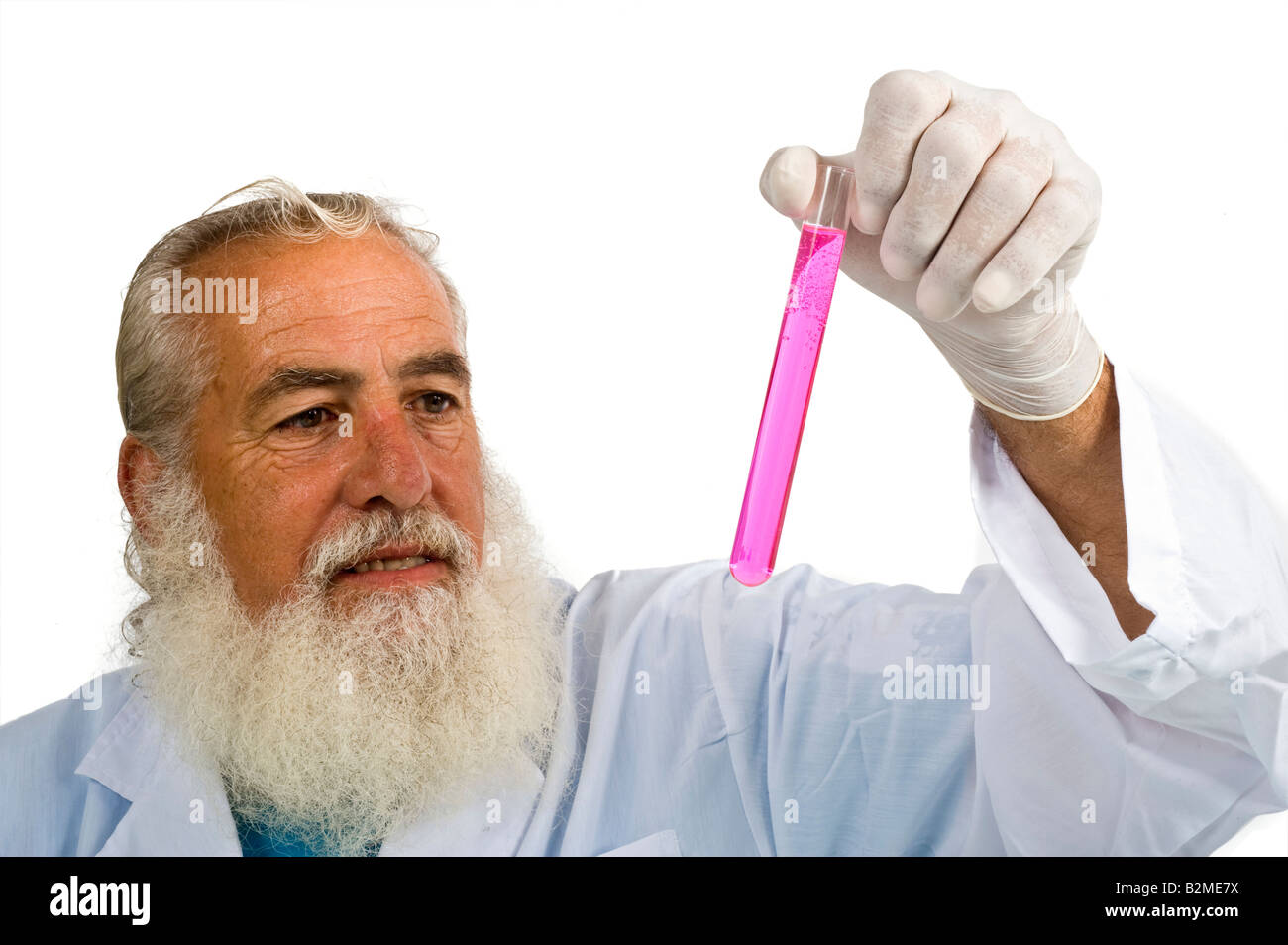 Mature scientist in laboratory isolated on white Stock Photo - Alamy