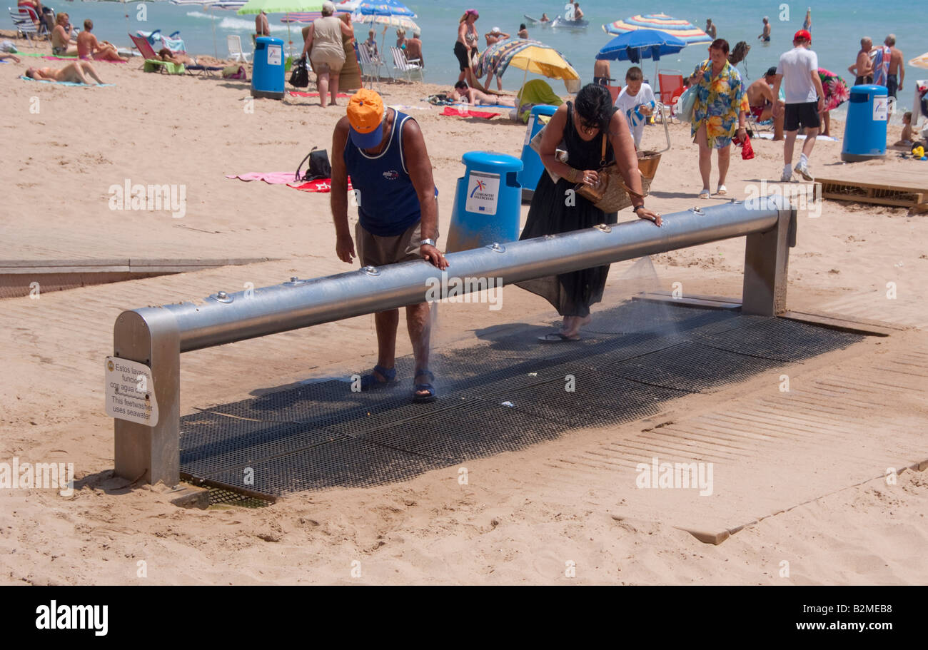 Costa Blanca Spain Benidorm the Levante Beach sea water spray for ...