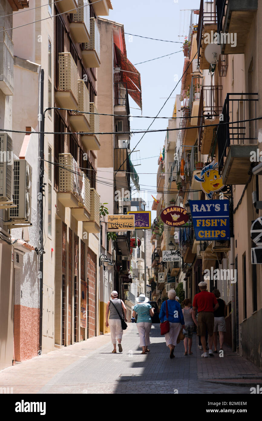 Costa Blanca Spain Benidorm narrow streets of old quarter Stock Photo ...