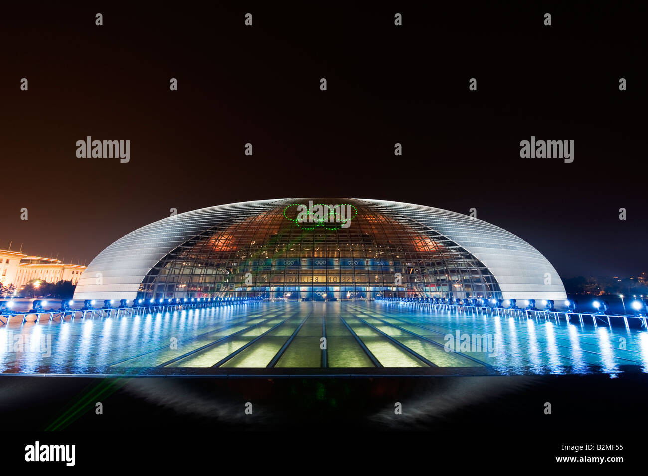 China Beijing National Grand Theatre illuminated at night Stock Photo ...
