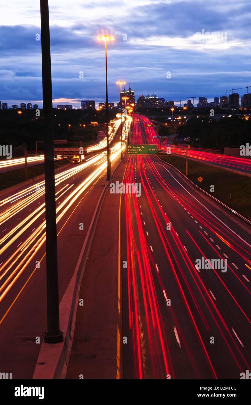 Night traffic on a busy city highway in Toronto Stock Photo - Alamy