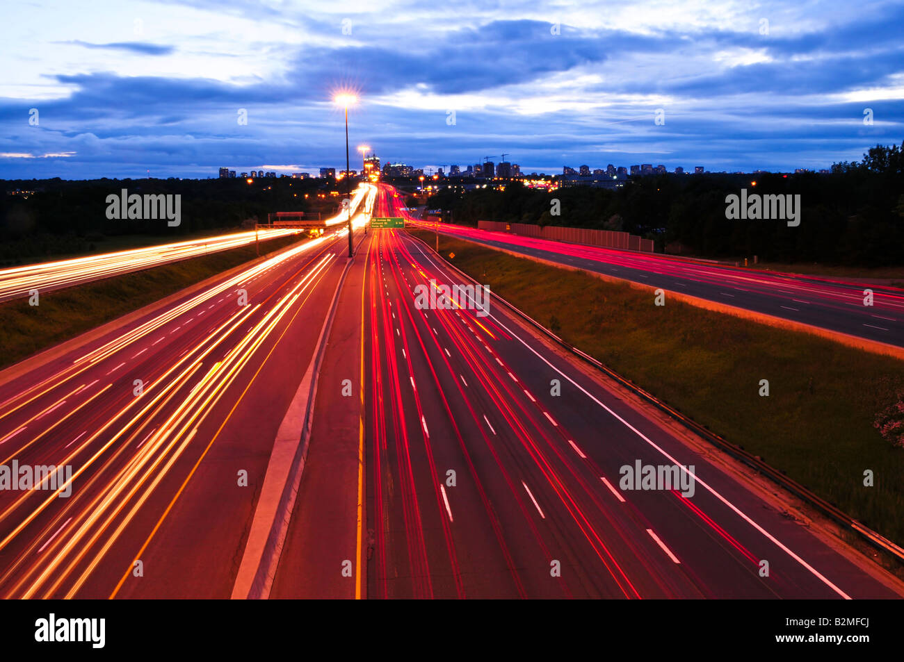 Night traffic on a busy city highway in Toronto Stock Photo - Alamy