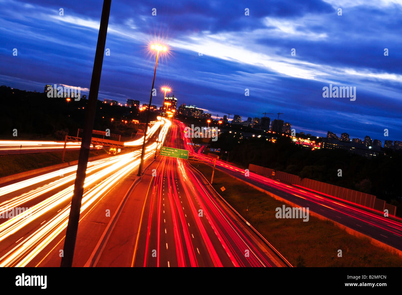 Night traffic on a busy city highway in Toronto Stock Photo - Alamy