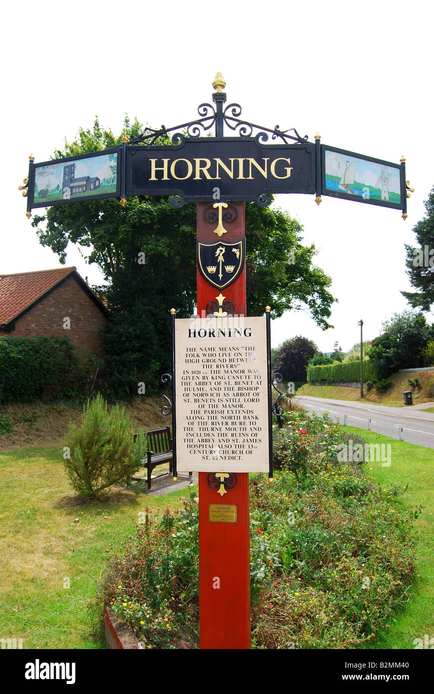 Village entrance sign horning norfolk hi-res stock photography and ...
