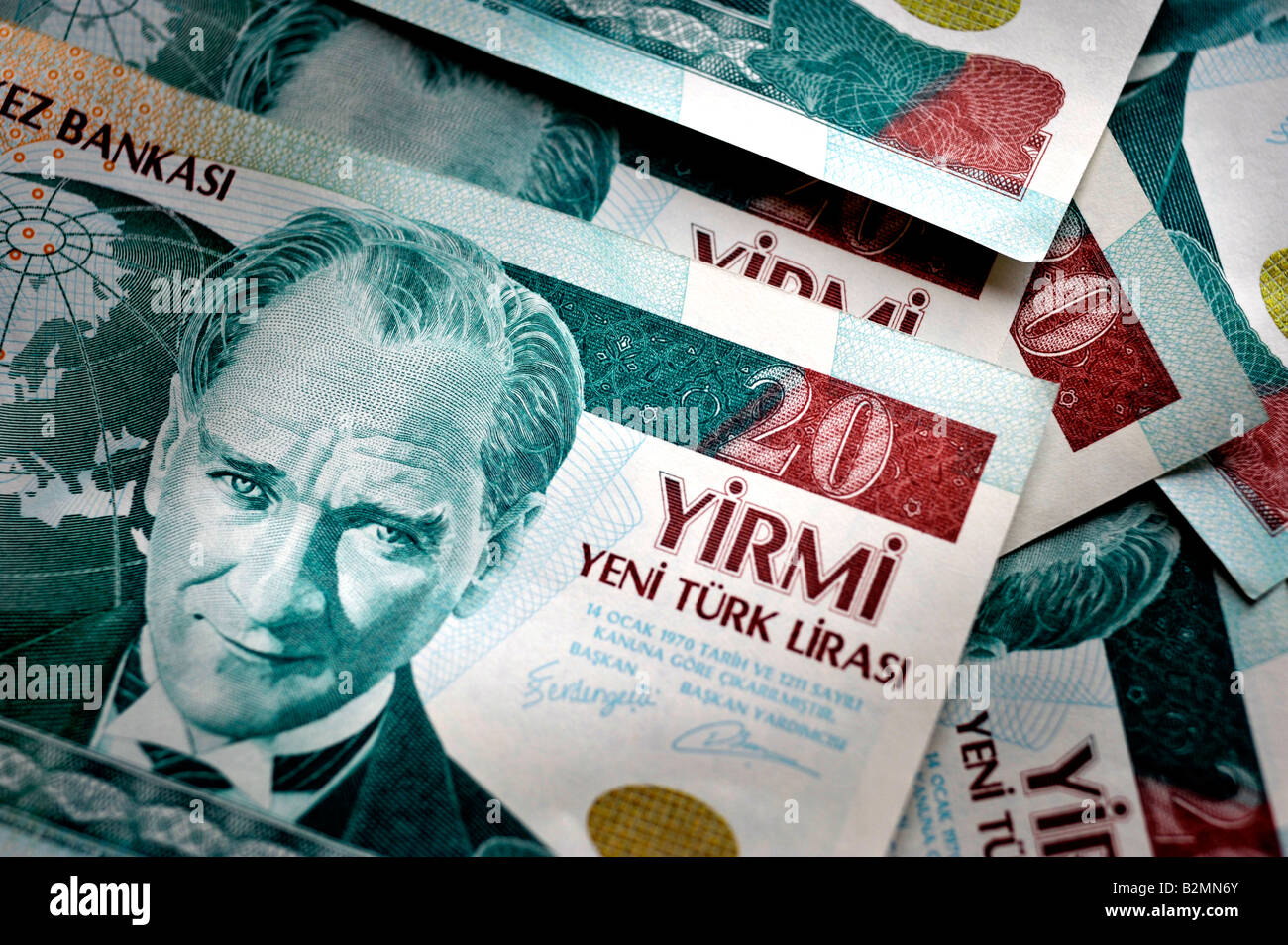 Turkish Lira twenty lira notes Stock Photo - Alamy