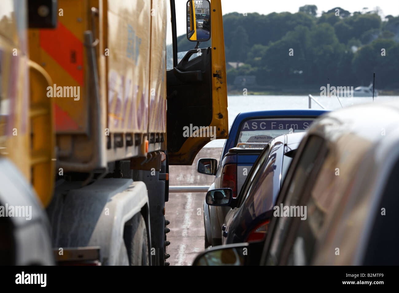 cars and lorries parked on the strangford portaferry ferry during ...