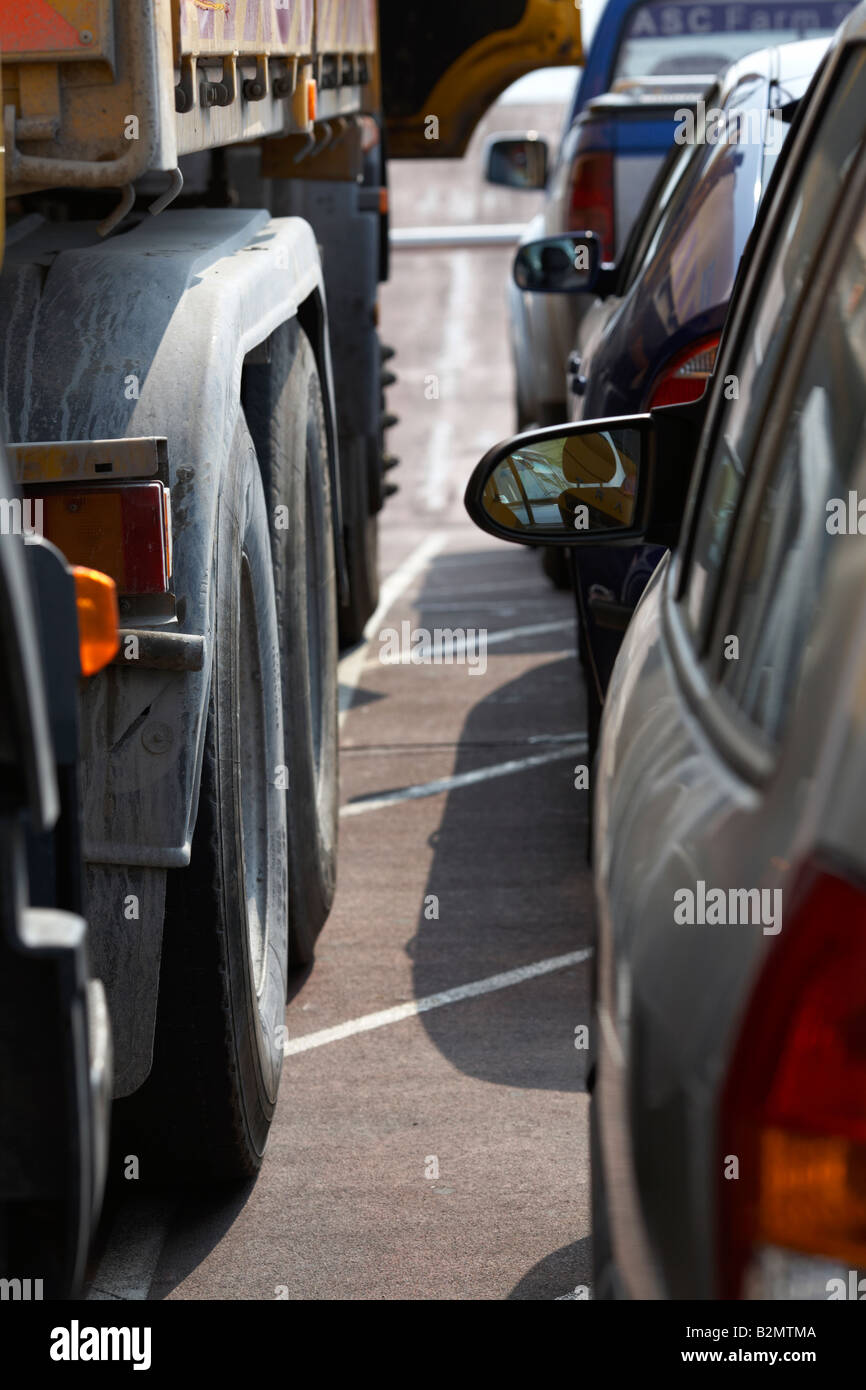 cars and lorries parked on the strangford portaferry ferry during ...