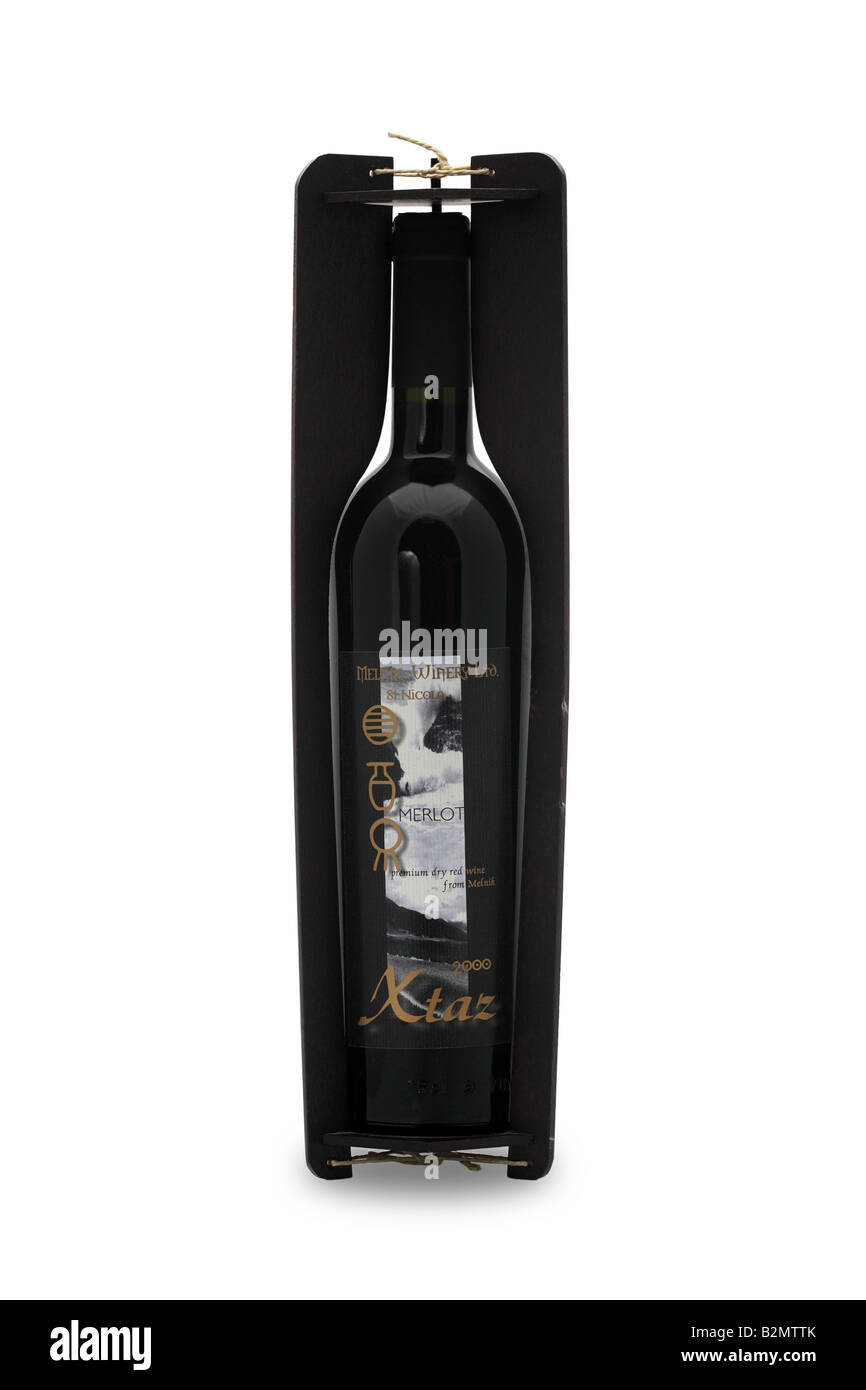 merlot premium dry red wine from melnik xtaz Bulgarian Stock Photo - Alamy