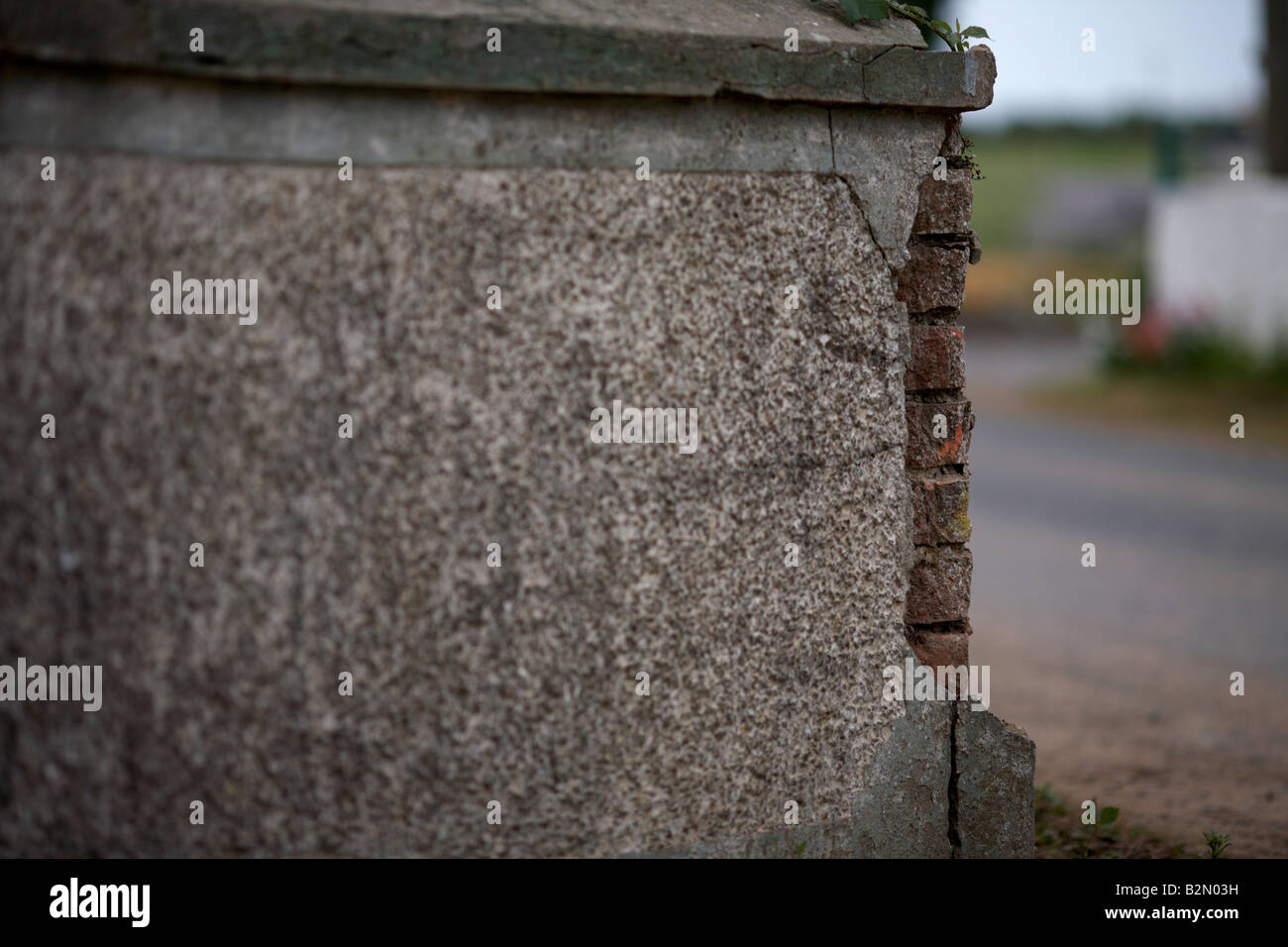 old weathered worn coated red brick wall county down northern ireland ...