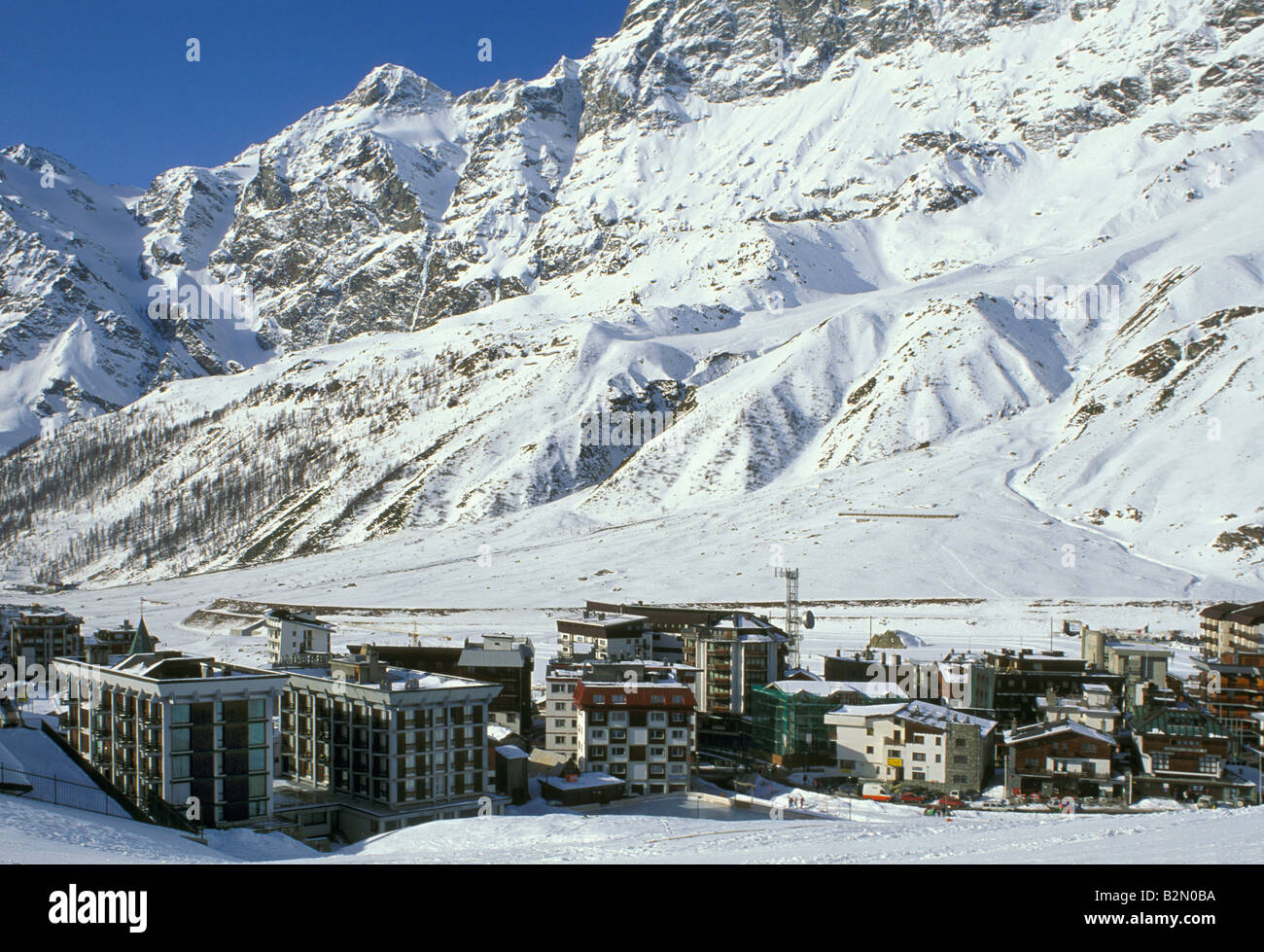 village view, breuil cervinia, italy Stock Photo - Alamy