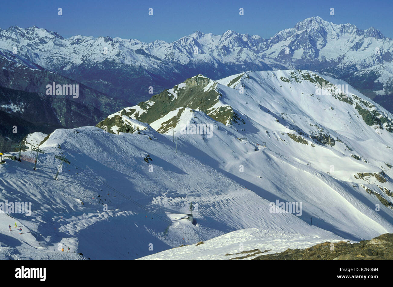 mountains above pila and mont blanc, pila, italy Stock Photo - Alamy