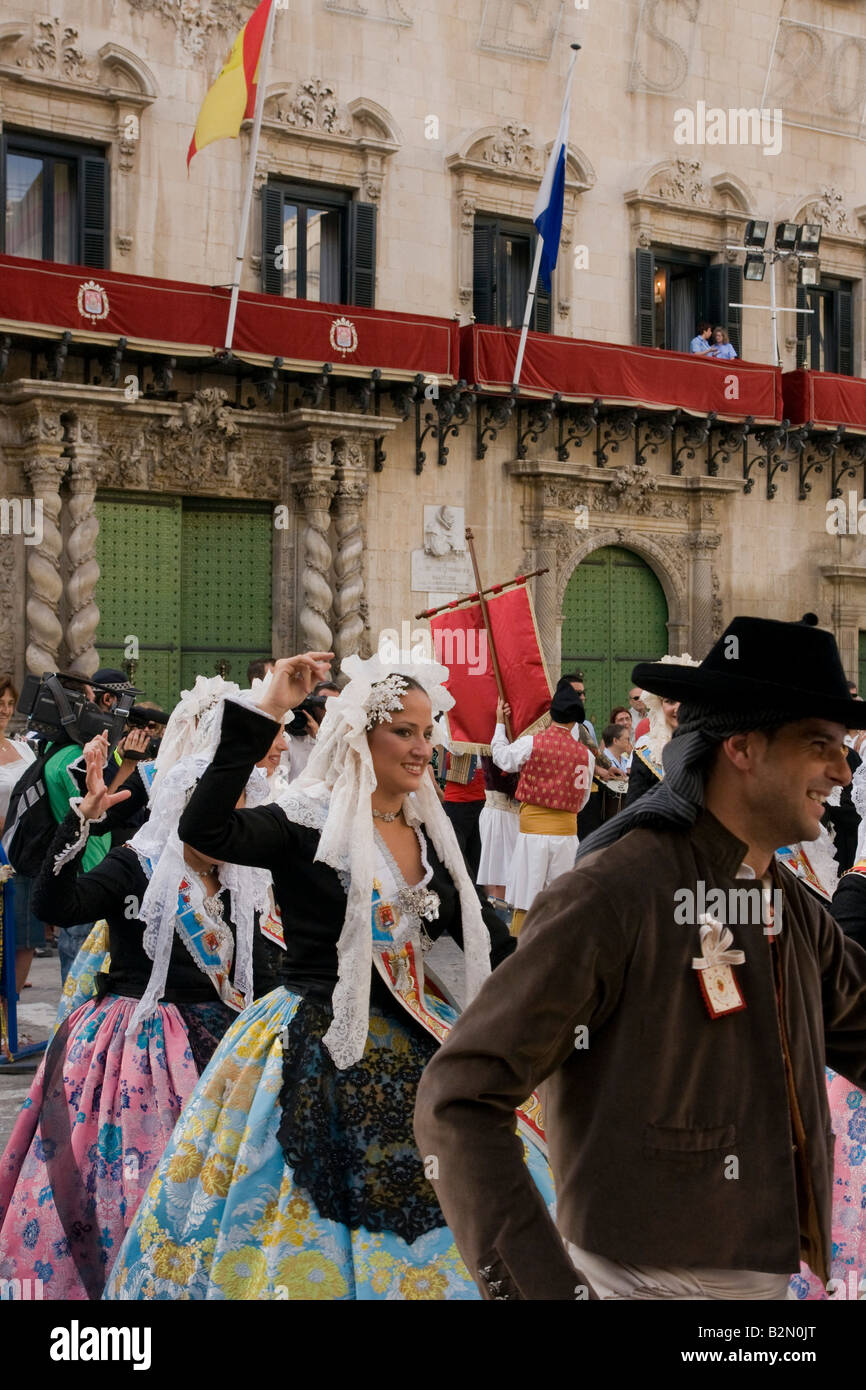 Costa Blanca Spain dancers in the Fogueres de San Juan midsummer fiesta ...