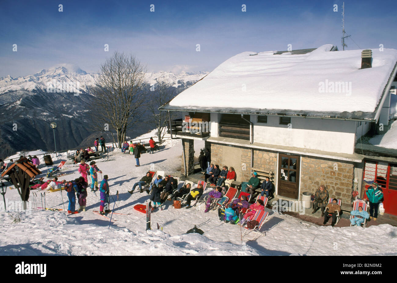 ski slope and mountain refuge, mottarone, italy Stock Photo - Alamy