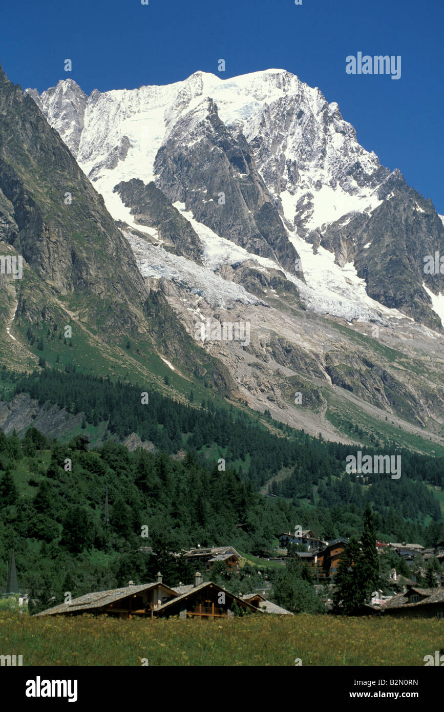 entreves village and grandes jorasses mountains, courmayeur, italy ...