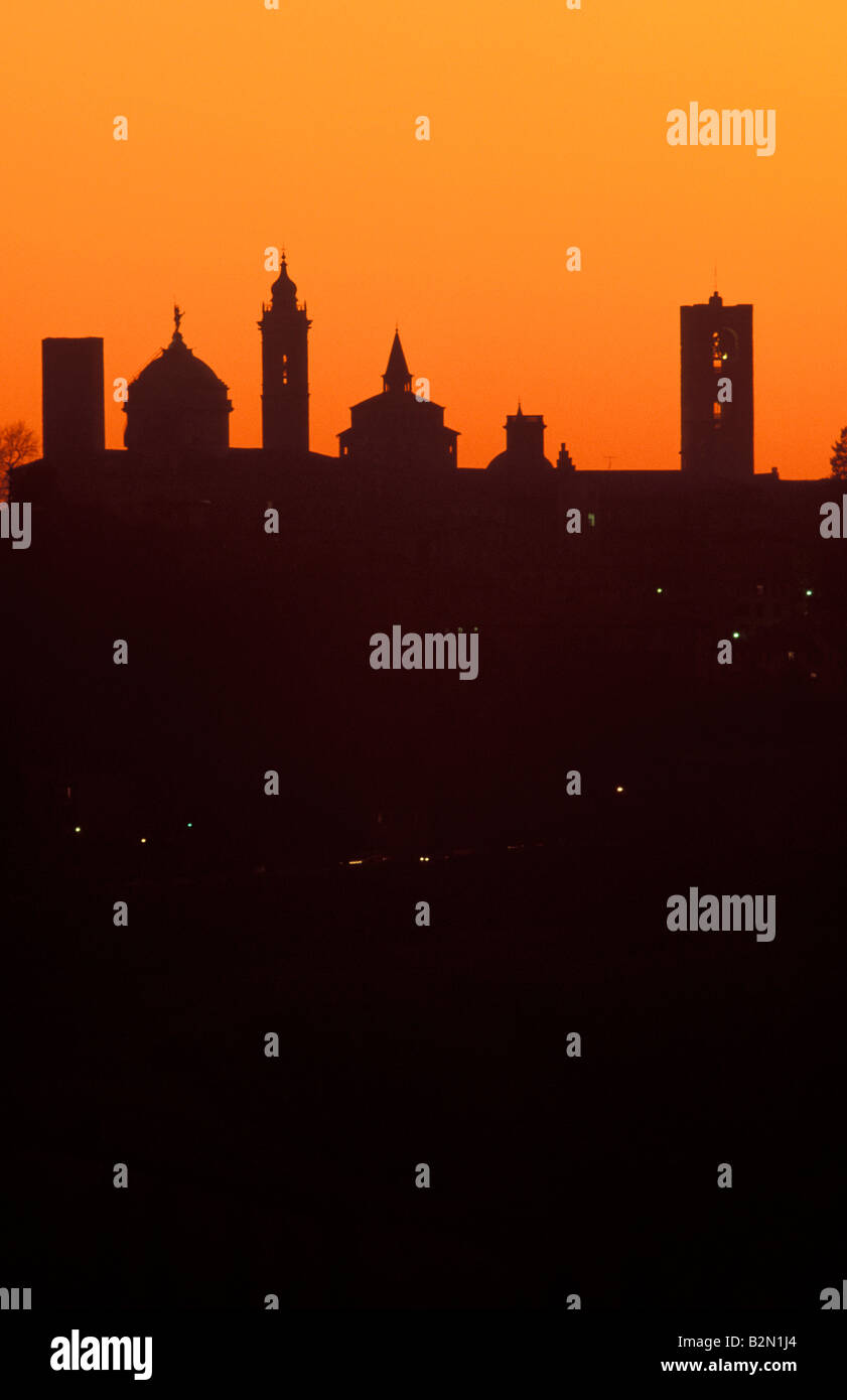 sunset on old town, bergamo, Italy Stock Photo - Alamy