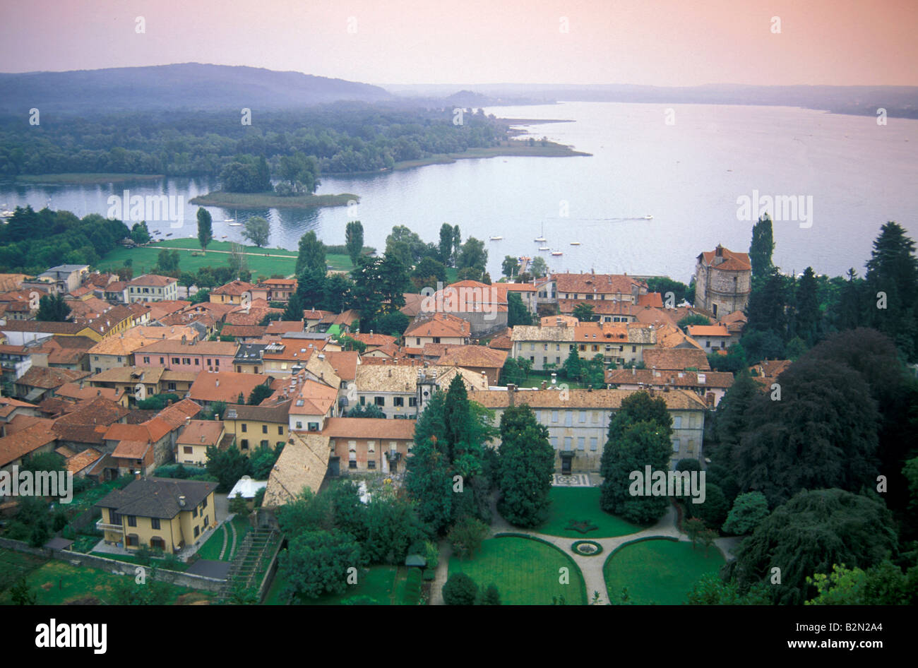little town view and maggiore lake, angera, Italy Stock Photo - Alamy