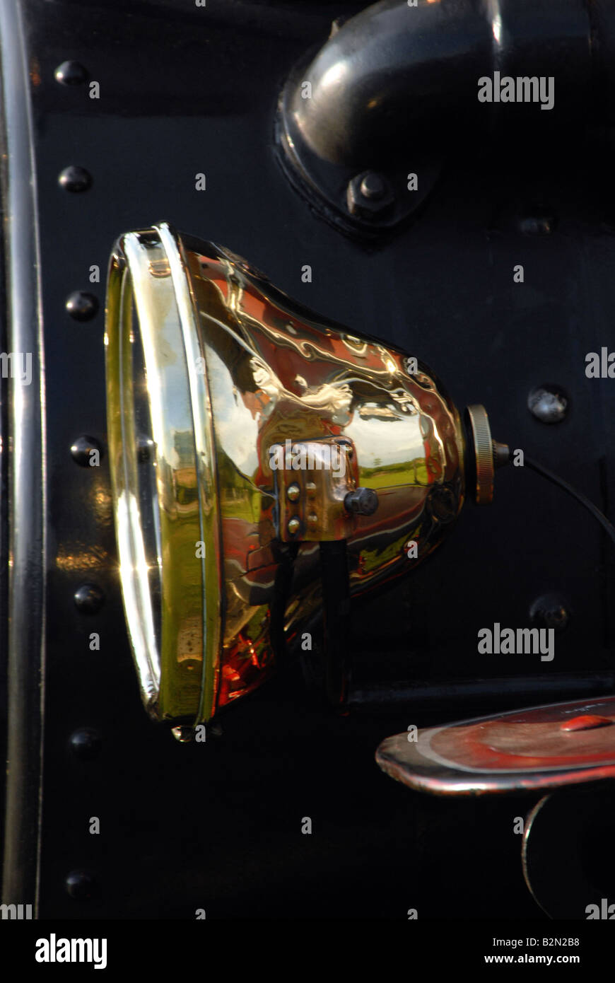 Close up of brass headlight element on steam engine Stock Photo - Alamy