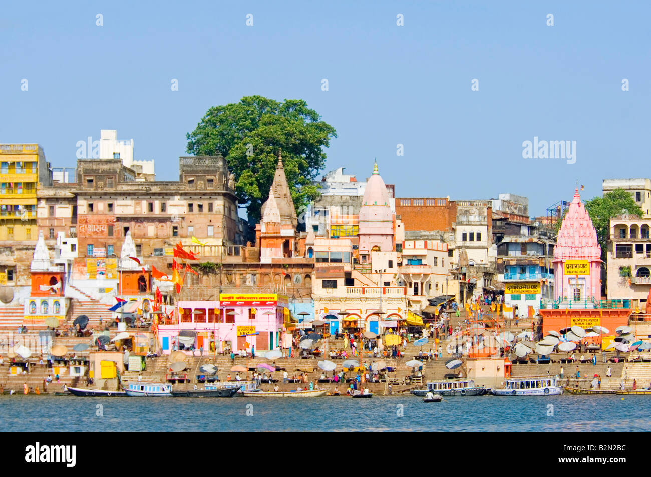 A compressed perspective view of the central ghats around Dasaswamedh ...