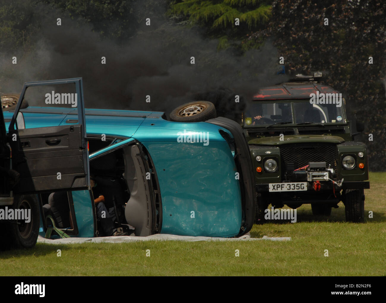 Car accident with overturned car hi-res stock photography and images ...