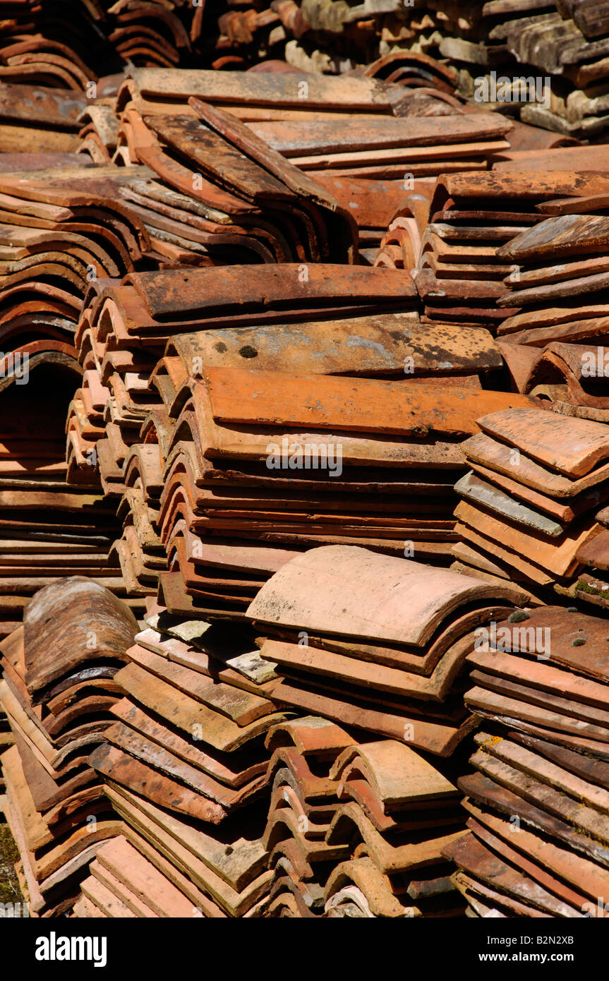 Stack of terracotta roof tiles Stock Photo - Alamy