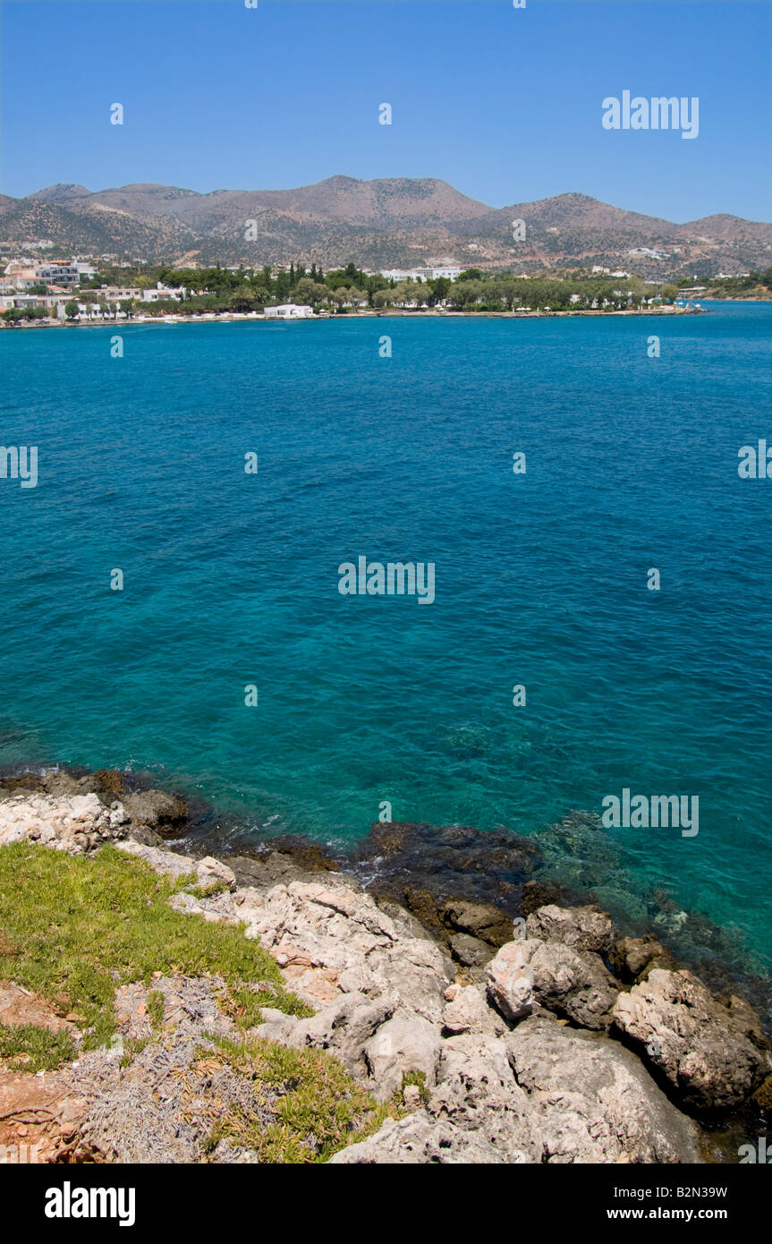 Agios Nikolaos, Crete, Greece. View of the sea and Mountains from the ...